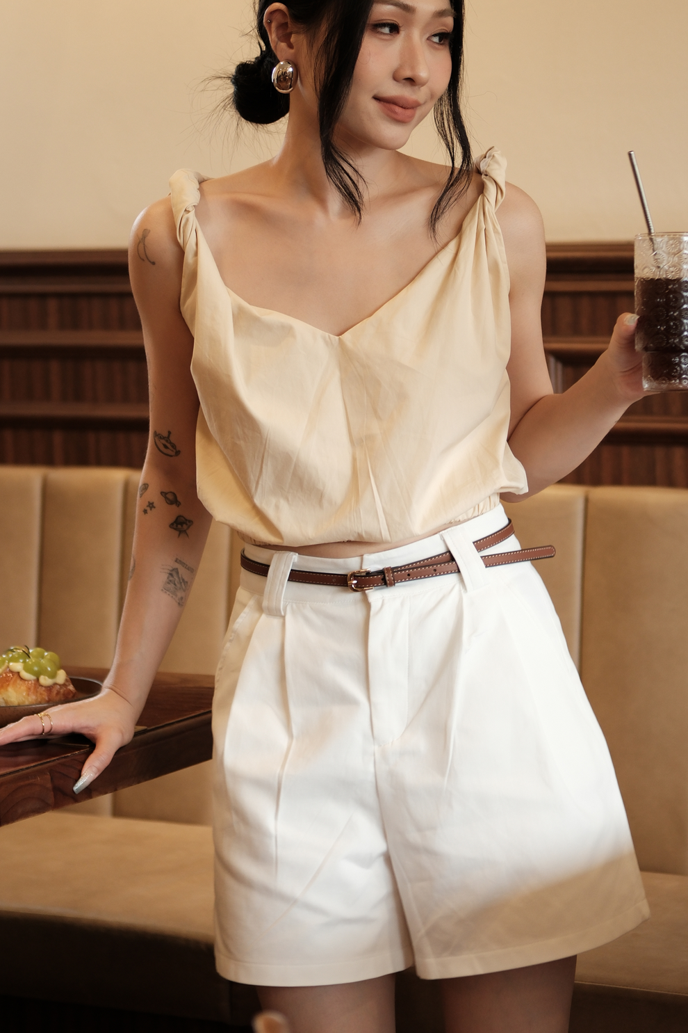 Cleo Tailored Bermuda Shorts in White – Belle Club